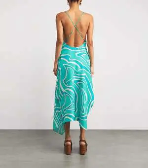 Emilio Pucci Silk Labirinto Print Midi Dress - Blue