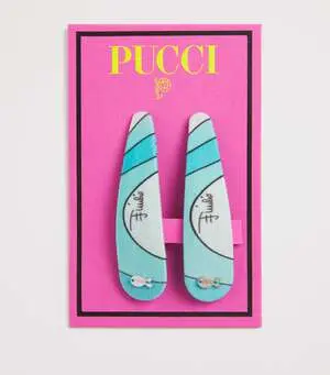 Emilio Pucci Marmo Print Hair Clips