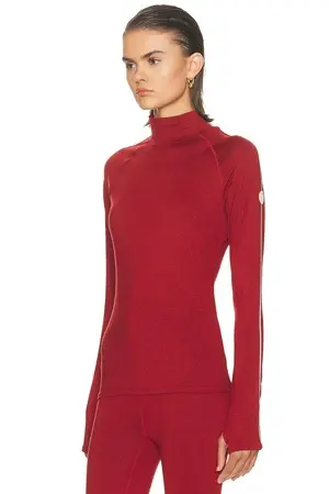Varley Always Warm Mock Neck Base Layer Top - Red Dahlia Marl