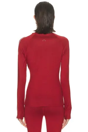 Varley Always Warm Mock Neck Base Layer Top - Red Dahlia Marl