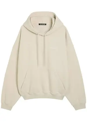 COLE BUXTON Logo-embroidered Cotton-blend Hooded Sweatshirt - Sand