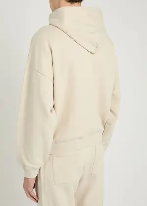 COLE BUXTON Logo-embroidered Cotton-blend Hooded Sweatshirt - Sand