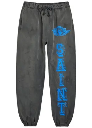 SAINT MXXXXXX Angel Of Death Printed Cotton Sweatpants - Black