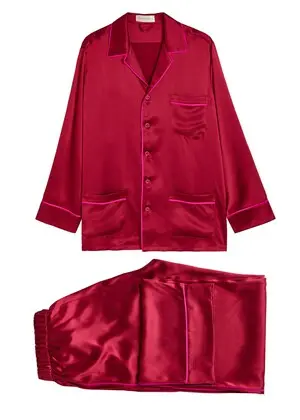 Olivia Von Halle Yves Silk Pyjama Set - Red