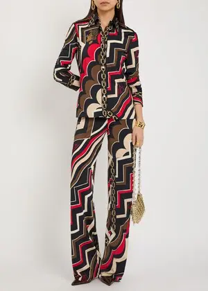 Emilio Pucci Istrice Printed Satin Shirt - Red