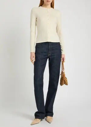 Veronica Beard Lira Pointelle Stretch-knit Cardigan - Ecru
