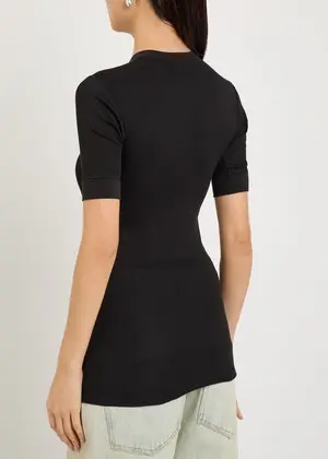 Calvin Klein Aubriella Ribbed Stretch-cotton T-shirt - Black