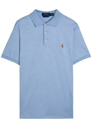 Polo Ralph Lauren Logo-embroidered Cotton Polo Shirt - Light Blue
