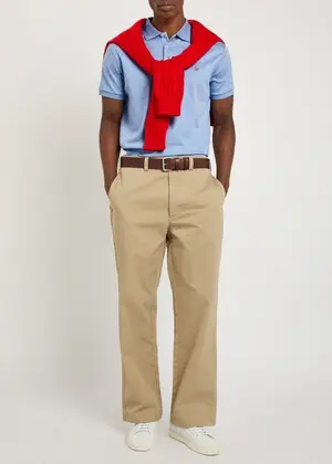 Polo Ralph Lauren Logo-embroidered Cotton Polo Shirt - Light Blue