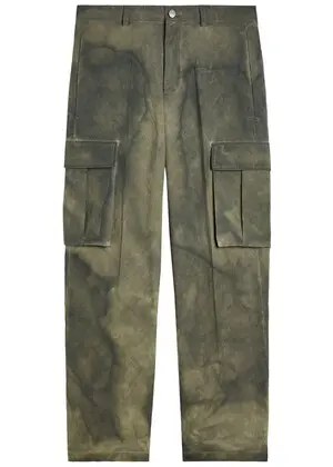 COLE BUXTON Washed Straight-leg Cargo Trousers - Khaki
