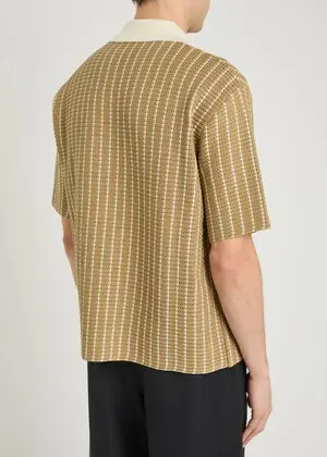JIL SANDER Striped Cotton-knit Polo Shirt - Dark Brown