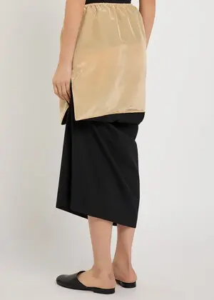 Calvin Klein Sully Layered Wool And Silk-blend Midi Skirt - Black