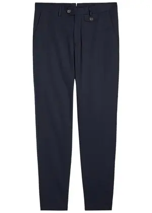 Oliver Spencer Fishtail Cotton Tapered-leg Trousers - Navy