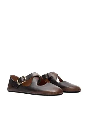 Alaïa Leather Ballet Flat - Ebene