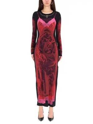 MARINE SERRE Wet Nuisette Midi Dress - Red