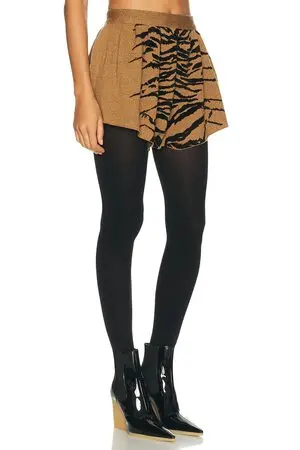 Alaïa Tiger Print Knit Shorts - Ocre