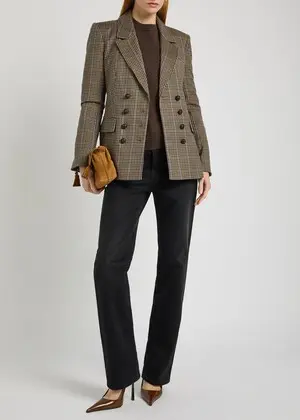 Veronica Beard Claude Dicky Plaid Stretch-wool Blazer - Brown