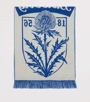 Burberry Wool Thistle Shield Scarf - Blue