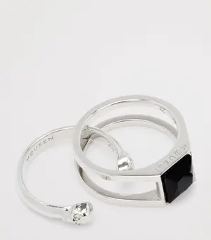 Alexander McQueen Embellished Twin Skull Ring