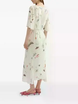 Erdem Flutter-sleeve Printed Midi Dress