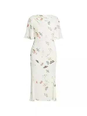 Erdem Printed Flutter-sleeves Midi Dress