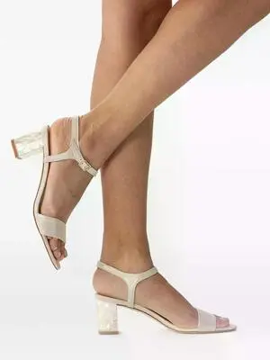 FREYA ROSE Martina Midi Block-heel Sandals - Neutrals