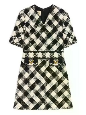 Valentino Garavani Mini Damier-tweed Dress - Black