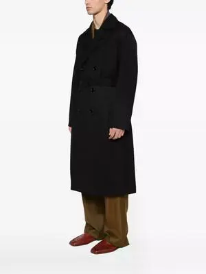 LARDINI Belted Double-breasted Coat - Black