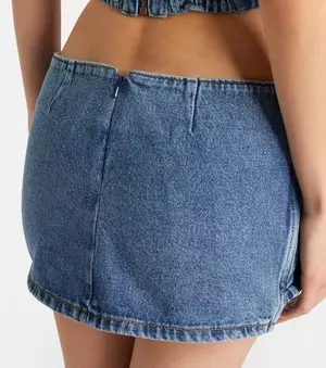 Magda Butrym Floral-appliqué Denim Miniskirt - Blue