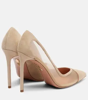 AQUAZZURA Studio 105 Mesh And Suede Pumps - Beige