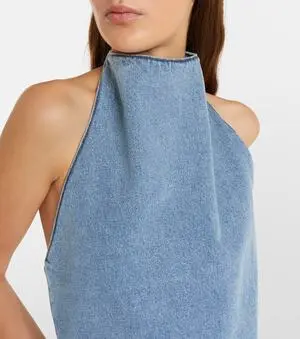 Magda Butrym Floral-appliqué Denim Minidress - Blue