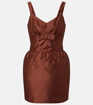 SHUSHU/TONG Bow-detail Mini Dress - Brown