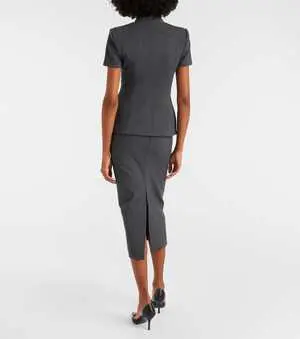 SELF-PORTRAIT Peplum Floral-appliqué Midi Dress