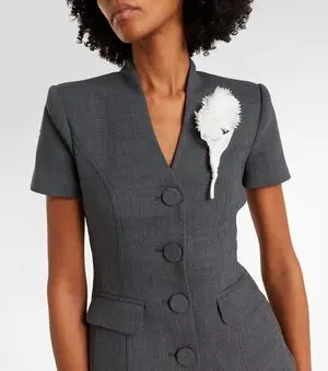 SELF-PORTRAIT Peplum Floral-appliqué Midi Dress