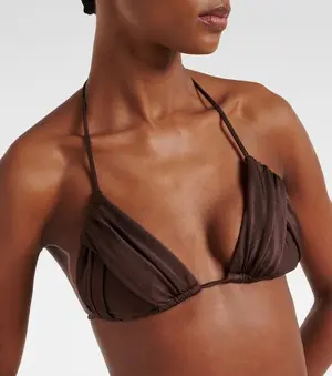 BANANHOT Jasmin Gathered Bikini Top - Brown