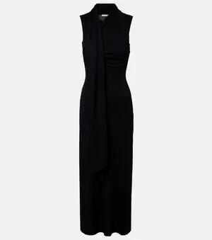 AMI Paris Tie-neck Jersey Midi Dress - Black