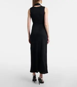AMI Paris Tie-neck Jersey Midi Dress - Black