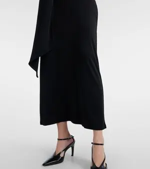 AMI Paris Tie-neck Jersey Midi Dress - Black