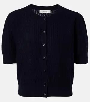 FRAME Ladder Pointelle Cashmere Cardigan - Black