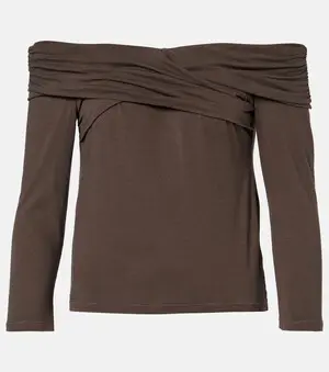 Velvet By Graham & Spencer Clarissa Off-shoulder Cotton-blend Top