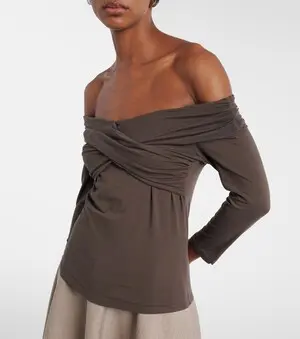 Velvet By Graham & Spencer Clarissa Off-shoulder Cotton-blend Top