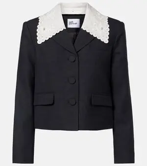 SELF-PORTRAIT Broderie Anglaise Cropped Jacket