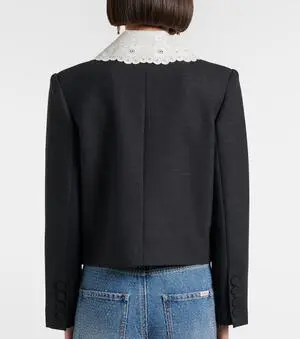 SELF-PORTRAIT Broderie Anglaise Cropped Jacket