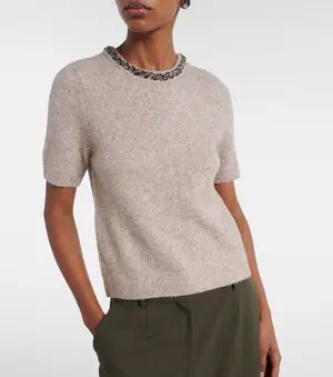 Velvet By Graham & Spencer Briana Embellished Wool-blend Top