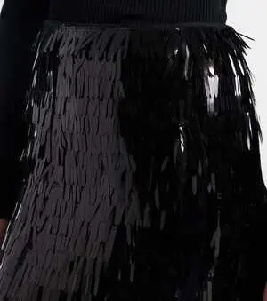SELF-PORTRAIT Sequined High-rise Midi Skirt