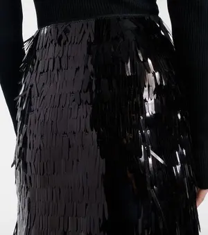 SELF-PORTRAIT Sequined High-rise Midi Skirt