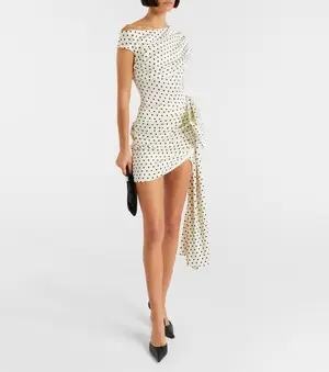 SELF-PORTRAIT Polka-dot Asymmetric Mini Dress