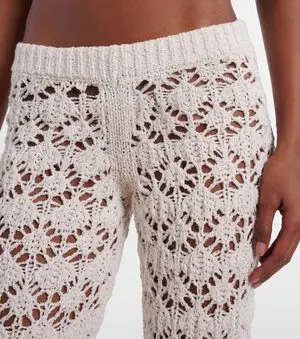 Alanui Lagoon Romance Crochet Flared Pants - Beige