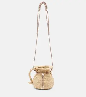 ALEMAIS Michelle Raffia Crossbody Bag - Beige