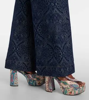 Etro 120 Paisley Canvas Platform Sandals